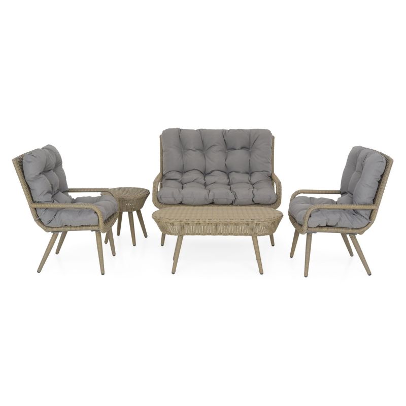 Set 2 fotolii,canapea,masuta cafea si masuta colt VERACRUZ natur/gri